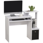 HOMCOM Compact Small Computer PC Desk with Sliding Keyboard Tray ...