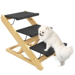 PawHut Adjustable Dog Steps Dog Ramp, 3-Step Non-slip Pet Stairs for ...