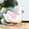 HOMCOM Swan Rocking Horse Kids Wooden Ride On Plush Toy w/ Music | Aosom UK