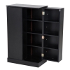 HOMCOM Bookcase, 4-Tier, 2 Doors, Adjustable-Black | Aosom UK