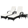 Outsunny 2 Seater Patio Rattan Sun Lounger Set with Side Table Garden ...