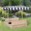 Outsunny Kids Square Wooden Sandpit Children Cabana Sandbox Outdoor Backyard Playset Play ...