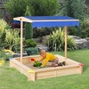 Outsunny Square Wooden Kids Sandpit Children Cabana Sandbox Outdoor Backyard Playset | Aosom UK