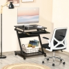 HOMCOM Movable Compact Small Computer Desk with 4 Moving Wheels Sliding ...
