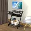 HOMCOM Movable Compact Small Computer Desk with 4 Moving Wheels Sliding ...