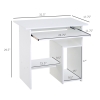 HOMCOM Compact Small Computer Table Wooden Desk Keyboard Tray Storage ...