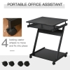 HOMCOM Movable Compact Small Computer Desk with 4 Moving Wheels Sliding ...