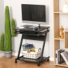 HOMCOM Movable Compact Small Computer Desk with 4 Moving Wheels Sliding ...