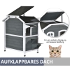 PawHut kattenhuis voor buiten, 2 verdiepingen, kattenvilla, asfaltdak ...