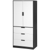 HOMCOM Modern 2 Door Wardrobe with Drawers and Hanging Rod for Bedroom ...