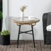 Outsunny Rattan Side Table, Round Outdoor Coffee Table, with Round PE ...