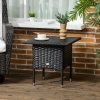 Outsunny Rattan Side Table, Outdoor Coffee Table, with Plastic Board ...