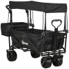 Outsunny Folding Trolley Cart Storage Wagon Beach Trailer 4 Wheels with ...