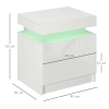 HOMCOM White Bedside Table with LED Light, High Gloss Front Nightstand ...