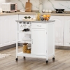 HOMCOM Compact Kitchen Trolley Utility Cart on Wheels with Wine Rack ...