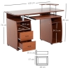 HOMCOM Wooden Office Computer PC Table Writing Desk Home Furniture ...