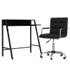 HOMCOM Home Office Chair and Computer Desk Set, Faux Leather Desk Chair ...