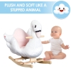HOMCOM Swan Rocking Horse Kids Wooden Ride On Plush Toy w/ Music | Aosom UK
