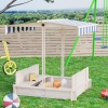 Outsunny Kids Square Wooden Sandpit Children Cabana Sandbox Outdoor Backyard Playset Play ...