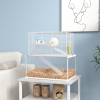 PawHut Gerbil Cage, Dwarf Hamster Cage w/ Deep Glass Bottom, Ramps ...