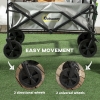 Outsunny Folding Pull Along Cart Cargo Wagon Trolley with Telescopic ...