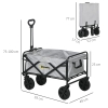 Outsunny Folding Pull Along Cart Cargo Wagon Trolley with Telescopic ...