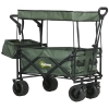 Outsunny Folding Trolley Cart Storage Wagon Beach Trailer 4 Wheels with ...