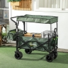 Outsunny Folding Trolley Cart Storage Wagon Beach Trailer 4 Wheels with ...