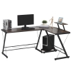 HOMCOM L Shaped Computer PC Desk Round Corner Gaming Table Workstation ...
