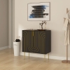 HOMCOM Art Deco Inspired Sideboard, with Adjustable Shelf - Black/Gold ...