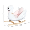 HOMCOM Swan Rocking Horse Kids Wooden Ride On Plush Toy w/ Music | Aosom UK