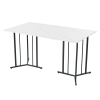 Modern Rectangular Extendable Kitchen Table with Adjustable Feet, White ...