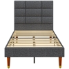 HOMCOM Upholstered Single Bed Frame, with Slats - Grey | Aosom UK