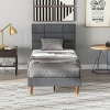 HOMCOM Upholstered Single Bed Frame, with Slats - Grey | Aosom UK
