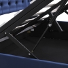 Upholstered Double Bed with Hydraulic Lever, Blue | Aosom UK