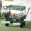 Outsunny Folding Trolley Cart Storage Wagon Beach Trailer 4 Wheels with ...