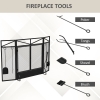 HOMCOM 3 Panel Folding Fire Guard Screen with Fireplace Tool Sets and ...