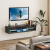 HOMCOM Floating TV Unit Wall Mounted TV Cabinet, High Gloss Media Wall ...