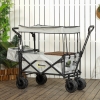 Outsunny Folding Trolley Cart Storage Wagon Beach Trailer 4 Wheels with ...