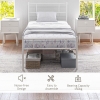 HOMCOM Single Bed Frame, Metal Bed Base with Headboard and Footboard ...