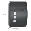 HOMCOM Wall Mounted Post Box, Waterproof Letterbox for Outside Wall ...
