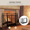 HOMCOM 3 Panel Folding Fire Guard Screen with Fireplace Tool Sets and ...