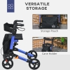 HOMCOM 4 Wheel Rollator with Seat and Back, Folding Mobility Walker ...