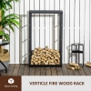 HOMCOM Metal Rust-Resistant Firewood Log Rack Black, 60W x 25D x 100H ...