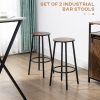 HOMCOM Bar Stools Set of 2, Industrial Breakfast Bar Stools with Round ...
