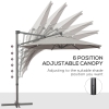 Outsunny 3m Overhanging Parasol, with 360° Reotating Movement - Light ...