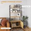 HOMCOM Bookcase 4-Tier Storage Shelf with Double Door Cabinet and Metal ...