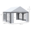 Outsunny 4 x 4m Galvanised Party Tent, Marquee Gazebo with Sides, Four ...