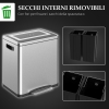 HOMCOM Bidone Immondizia a 2 Sezioni da 15L 40x34.8x47.5 cm | Aosom Italy