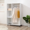 HOMCOM Particle Board Mobile Open Wardrobe on Wheels White | Aosom UK